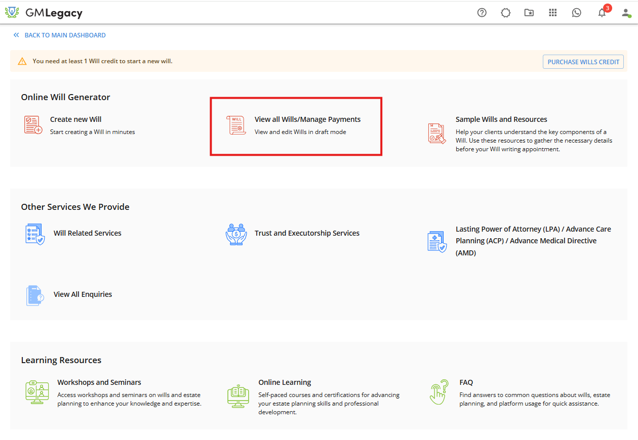 How can I delete a Will from the online platform? – Goalsmapper Helpdesk